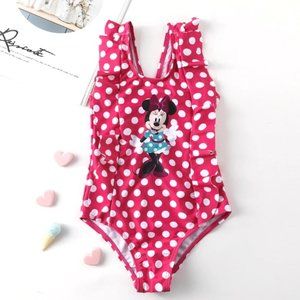 Swim | Minnie Mouse Girls Swimsuit Red Polka Dot | Poshmark